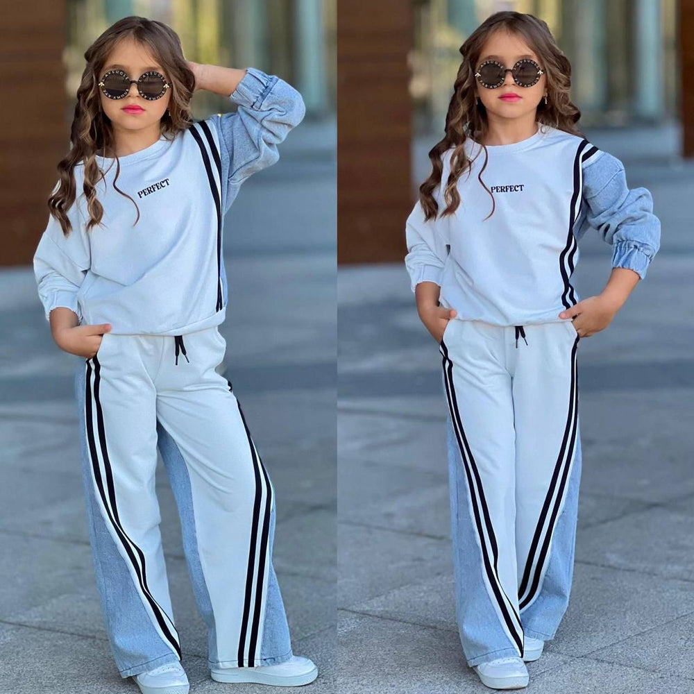 Trening pentru Fetite, 2 piese, din Bumbac si Denim, Perfect | Malvera.ro